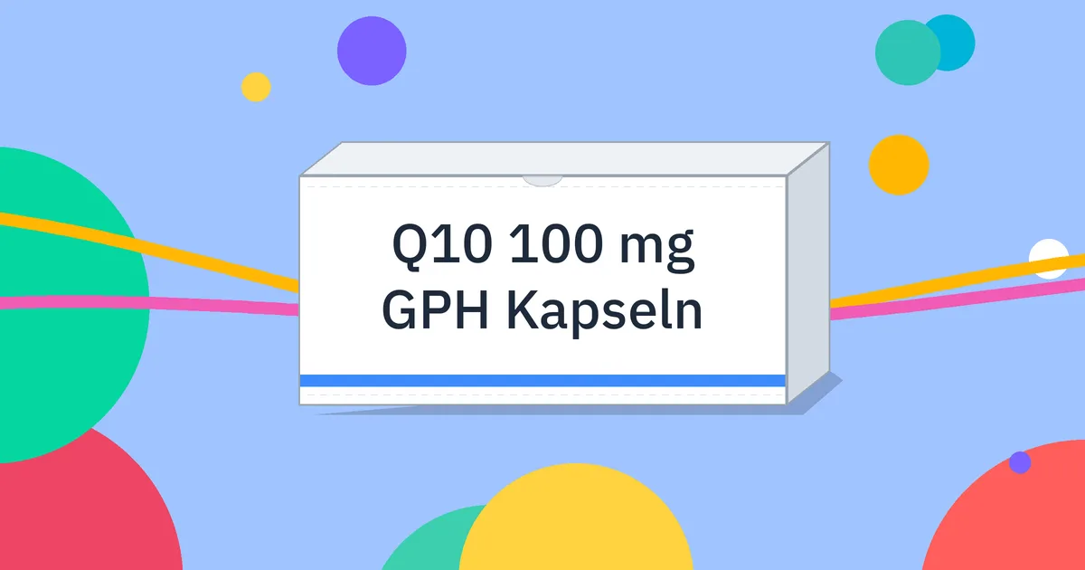 Symbolbild: Packung mit der Aufschrift Q10 100 mg GPH Kapseln (PZN 09722189) – Verfügbarkeit und Bezug in Apotheken in Frankfurt am Main