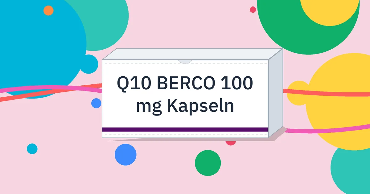 Symbolbild: Packung mit der Aufschrift Q10 BERCO 100 mg Kapseln (PZN 09695570) – Verfügbarkeit und Bezug in Apotheken in Frankfurt am Main