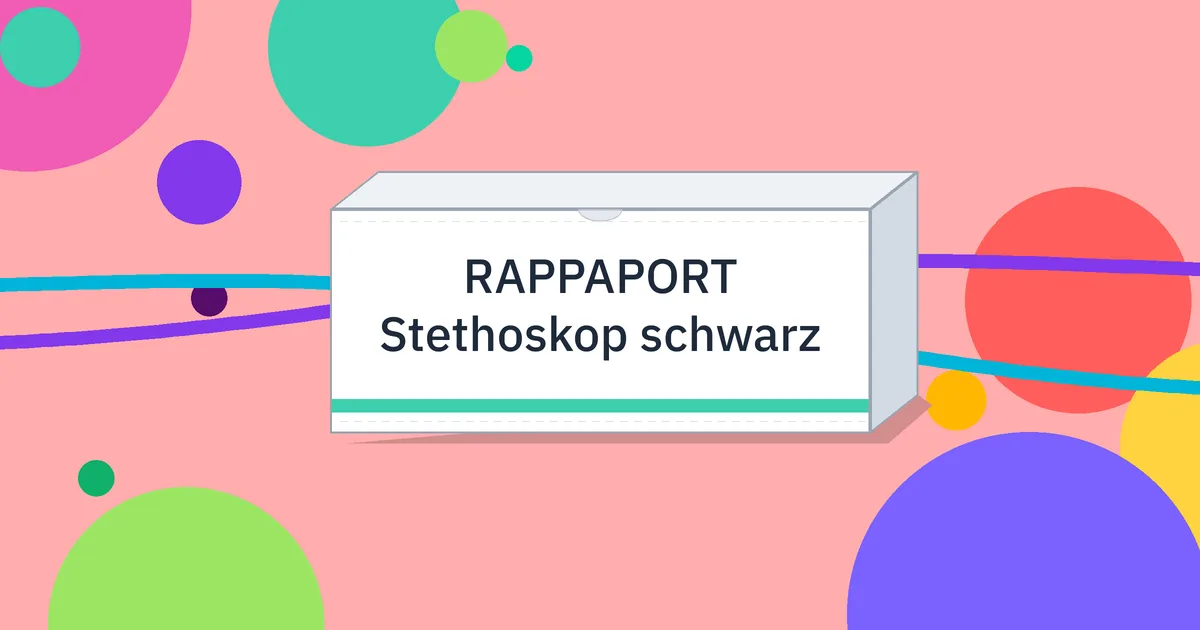 Symbolbild: Packung mit der Aufschrift RAPPAPORT Stethoskop schwarz (PZN 00925554) – Verfügbarkeit und Bezug in Apotheken in Frankfurt am Main
