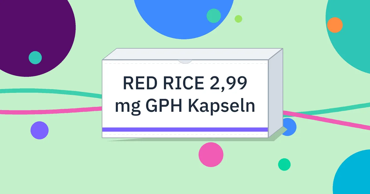 Symbolbild: Packung mit der Aufschrift RED RICE 2,99 mg GPH Kapseln (PZN 18206328) – Verfügbarkeit und Bezug in Apotheken in Frankfurt am Main