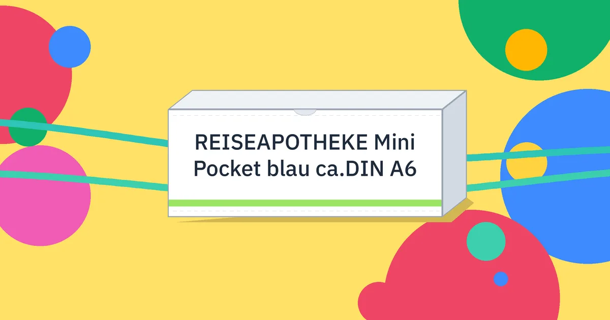 Symbolbild: Packung mit der Aufschrift REISEAPOTHEKE Mini Pocket blau ca.DIN A6 (PZN 05519468) – Verfügbarkeit und Bezug in Apotheken in Frankfurt am Main