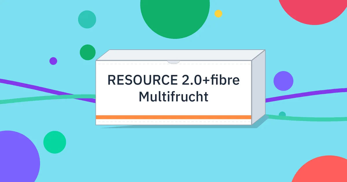 Symbolbild: Packung mit der Aufschrift RESOURCE 2.0+fibre Multifrucht (PZN 09882065) – Verfügbarkeit und Bezug in Apotheken in Frankfurt am Main