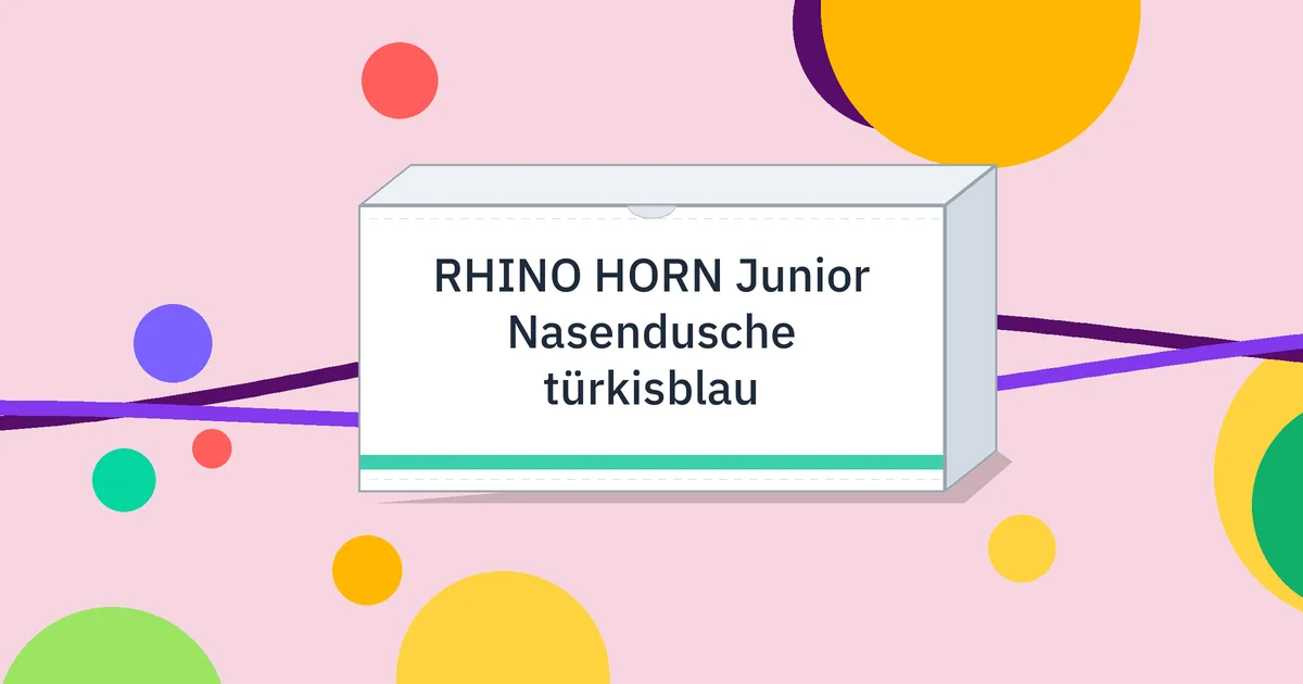 Symbolbild: Packung mit der Aufschrift RHINO HORN Junior Nasendusche türkisblau (PZN 17185179) – Verfügbarkeit und Bezug in Apotheken in Frankfurt am Main