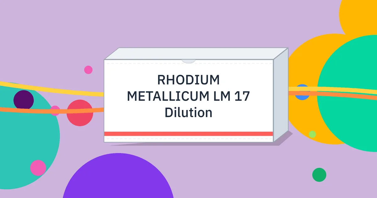Symbolbild: Packung mit der Aufschrift RHODIUM METALLICUM LM 17 Dilution (PZN 13050465) – Verfügbarkeit und Bezug in Apotheken in Frankfurt am Main