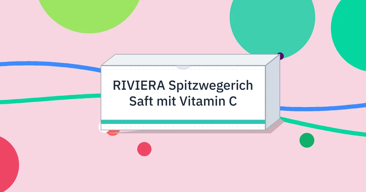 Symbolbild: Packung mit der Aufschrift RIVIERA Spitzwegerich Saft mit Vitamin C (PZN 19303186) – Verfügbarkeit und Bezug in Apotheken in Frankfurt am Main