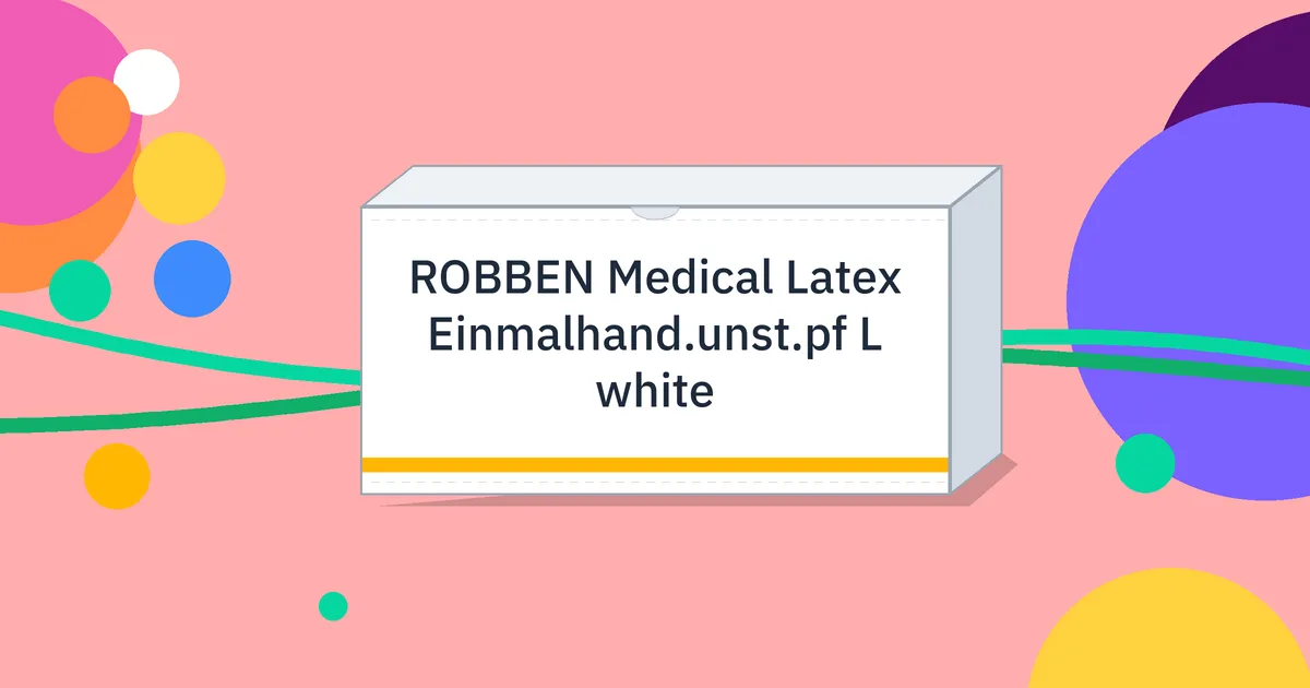 Symbolbild: Packung mit der Aufschrift ROBBEN Medical Latex Einmalhand.unst.pf L white (PZN 20199423) – Verfügbarkeit und Bezug in Apotheken in Frankfurt am Main