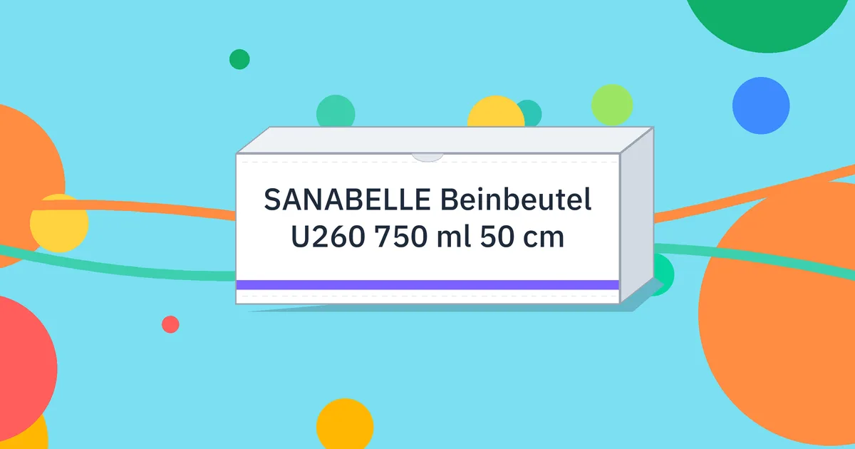 Symbolbild: Packung mit der Aufschrift SANABELLE Beinbeutel U260 750 ml 50 cm (PZN 13920162) – Verfügbarkeit und Bezug in Apotheken in Frankfurt am Main