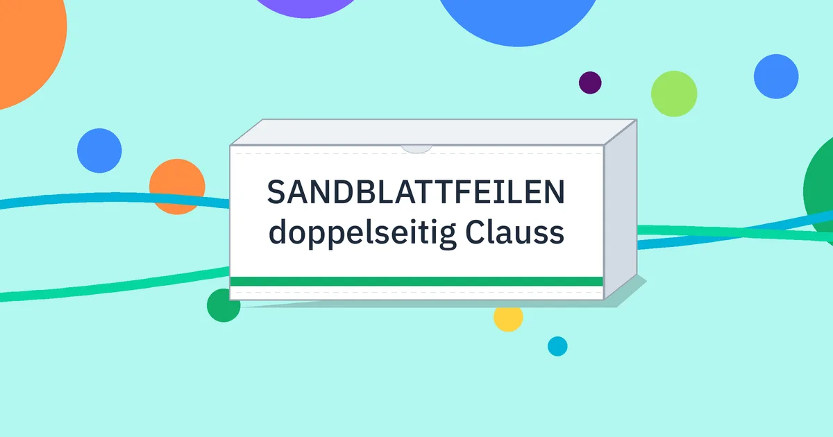 Symbolbild: Packung mit der Aufschrift SANDBLATTFEILEN doppelseitig Clauss (PZN 16880144) – Verfügbarkeit und Bezug in Apotheken in Frankfurt am Main