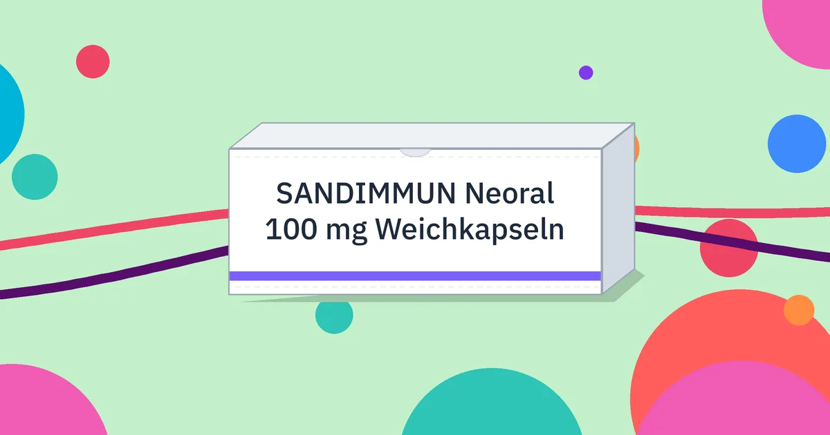 Symbolbild: Packung mit der Aufschrift SANDIMMUN Neoral 100 mg Weichkapseln (PZN 08763944) – Verfügbarkeit und Bezug in Apotheken in Frankfurt am Main