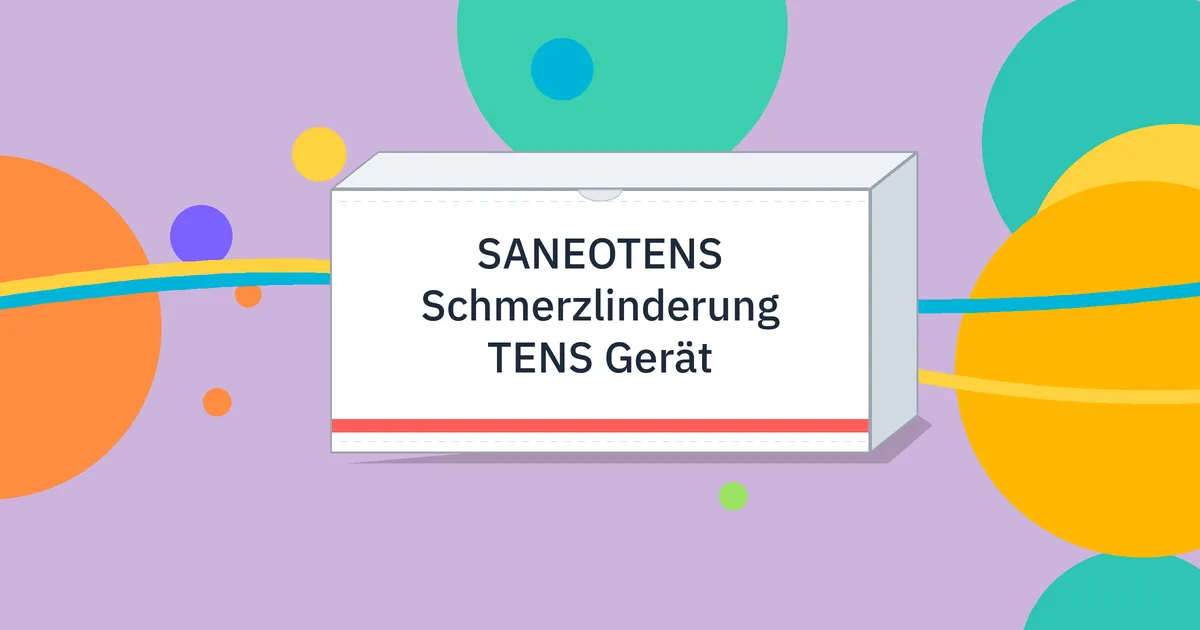 Symbolbild: Packung mit der Aufschrift SANEOTENS Schmerzlinderung TENS Gerät (PZN 06443431) – Verfügbarkeit und Bezug in Apotheken in Frankfurt am Main