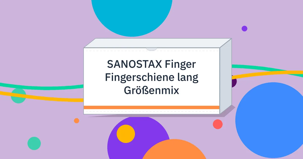 Symbolbild: Packung mit der Aufschrift SANOSTAX Finger Fingerschiene lang Größenmix (PZN 10039664) – Verfügbarkeit und Bezug in Apotheken in Frankfurt am Main