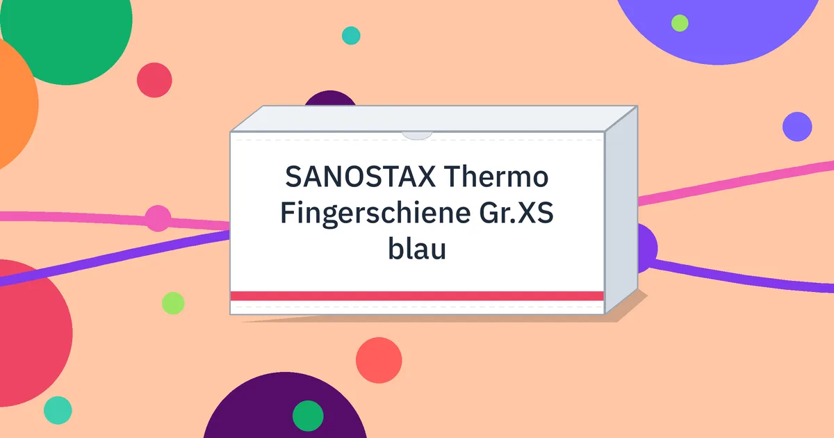 Symbolbild: Packung mit der Aufschrift SANOSTAX Thermo Fingerschiene Gr.XS blau (PZN 11550324) – Verfügbarkeit und Bezug in Apotheken in Frankfurt am Main