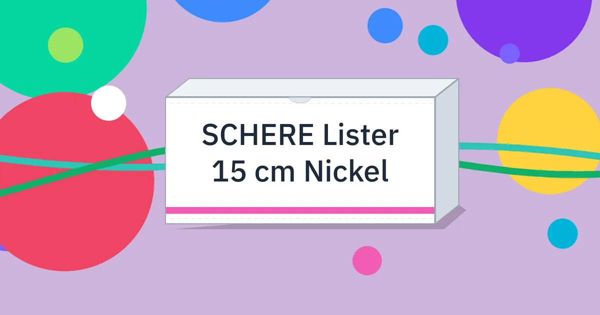 Symbolbild: Packung mit der Aufschrift SCHERE Lister 15 cm Nickel (PZN 01735979) – Verfügbarkeit und Bezug in Apotheken in Frankfurt am Main