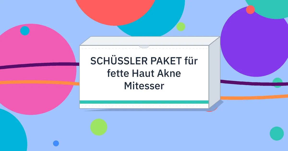 Symbolbild: Packung mit der Aufschrift SCHÜSSLER PAKET für fette Haut Akne Mitesser (PZN 09753563) – Verfügbarkeit und Bezug in Apotheken in Frankfurt am Main