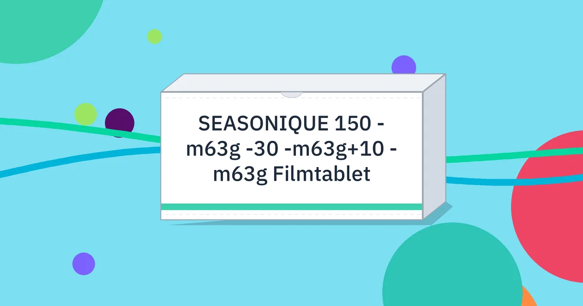 Symbolbild: Packung mit der Aufschrift SEASONIQUE 150 -m63g -30 -m63g+10 -m63g Filmtablet (PZN 12365132) – Verfügbarkeit und Bezug in Apotheken in Frankfurt am Main
