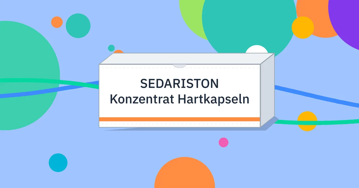 Symbolbild: Packung mit der Aufschrift SEDARISTON Konzentrat Hartkapseln (PZN 04991789) – Verfügbarkeit und Bezug in Apotheken in Frankfurt am Main