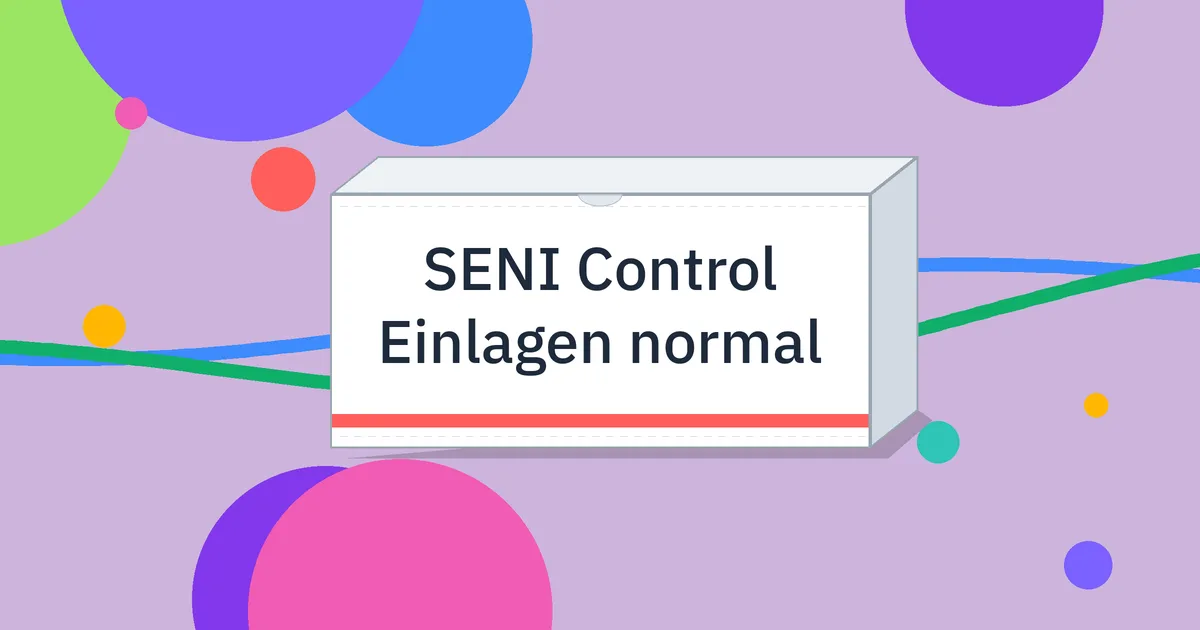 Symbolbild: Packung mit der Aufschrift SENI Control Einlagen normal (PZN 12663881) – Verfügbarkeit und Bezug in Apotheken in Frankfurt am Main