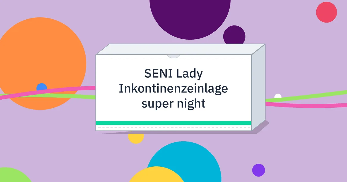 Symbolbild: Packung mit der Aufschrift SENI Lady Inkontinenzeinlage super night (PZN 19515563) – Verfügbarkeit und Bezug in Apotheken in Frankfurt am Main