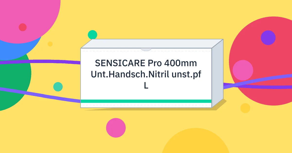 Symbolbild: Packung mit der Aufschrift SENSICARE Pro 400mm Unt.Handsch.Nitril unst.pf L (PZN 20205833) – Verfügbarkeit und Bezug in Apotheken in Frankfurt am Main