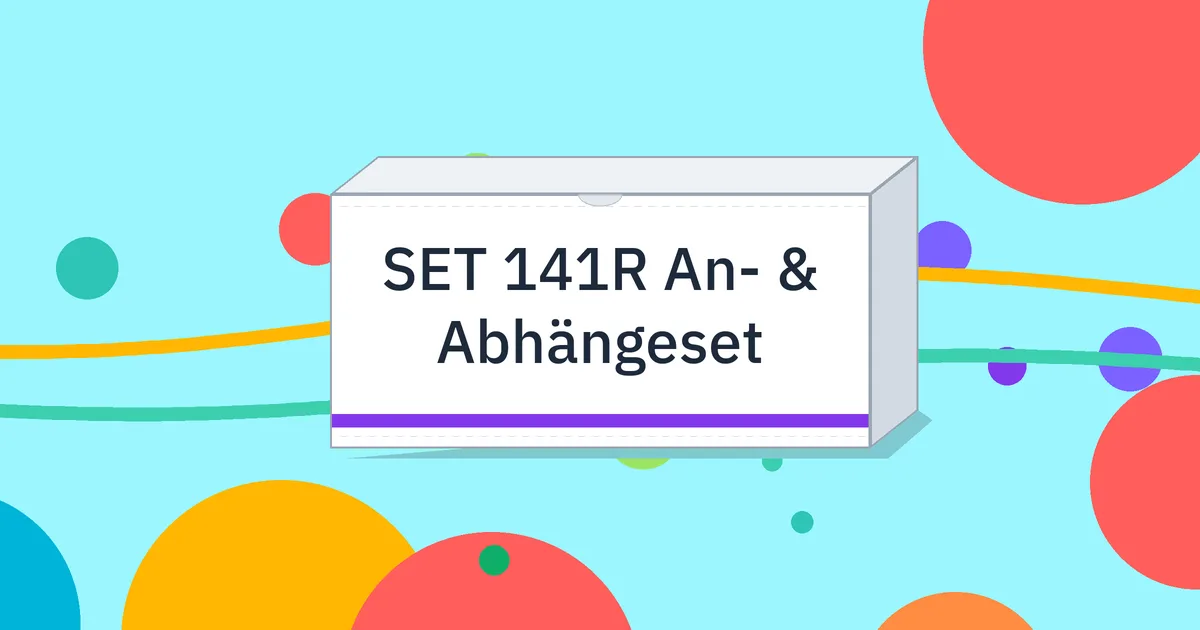 Symbolbild: Packung mit der Aufschrift SET 141R An- & Abhängeset (PZN 10050051) – Verfügbarkeit und Bezug in Apotheken in Frankfurt am Main