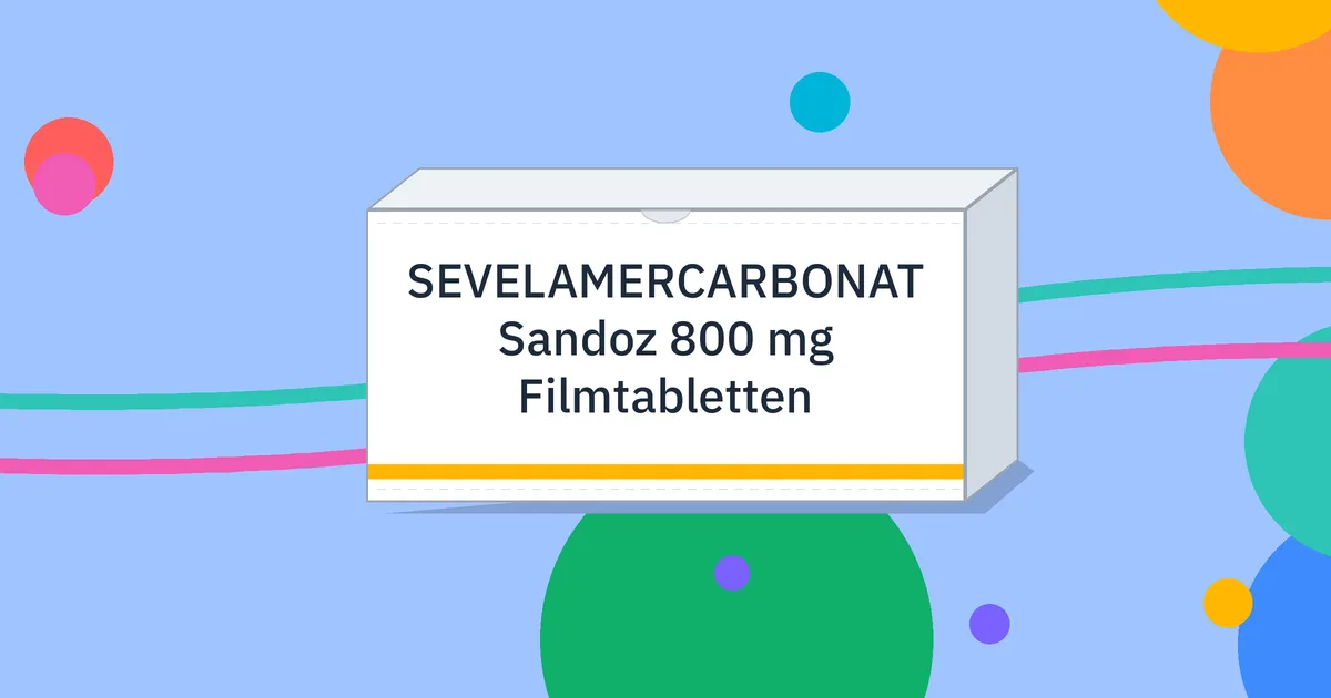 Symbolbild: Packung mit der Aufschrift SEVELAMERCARBONAT Sandoz 800 mg Filmtabletten (PZN 19302100) – Verfügbarkeit und Bezug in Apotheken in Frankfurt am Main