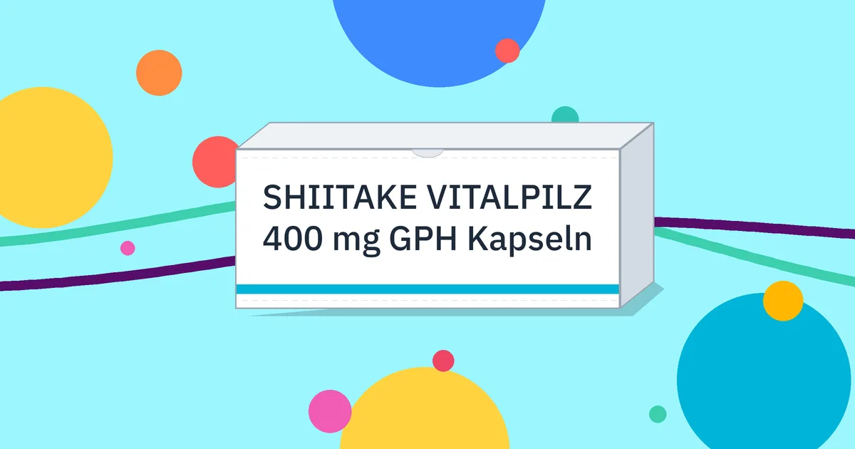 Symbolbild: Packung mit der Aufschrift SHIITAKE VITALPILZ 400 mg GPH Kapseln (PZN 00969646) – Verfügbarkeit und Bezug in Apotheken in Frankfurt am Main
