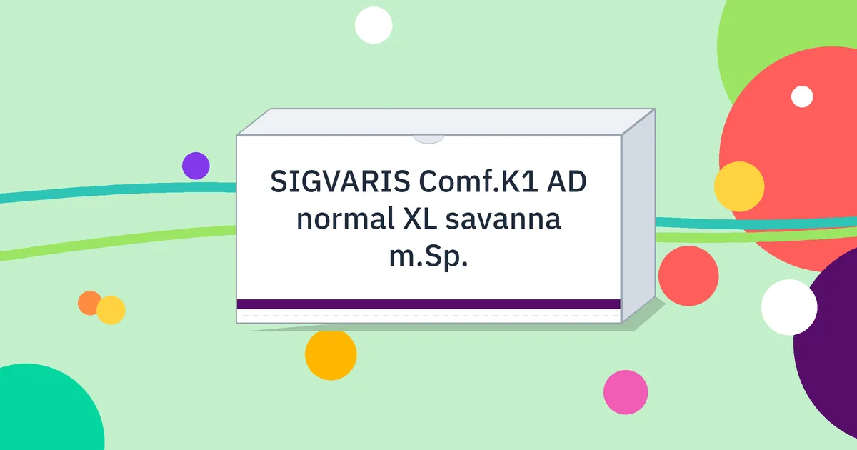 Symbolbild: Packung mit der Aufschrift SIGVARIS Comf.K1 AD normal XL savanna m.Sp. (PZN 17094270) – Verfügbarkeit und Bezug in Apotheken in Frankfurt am Main