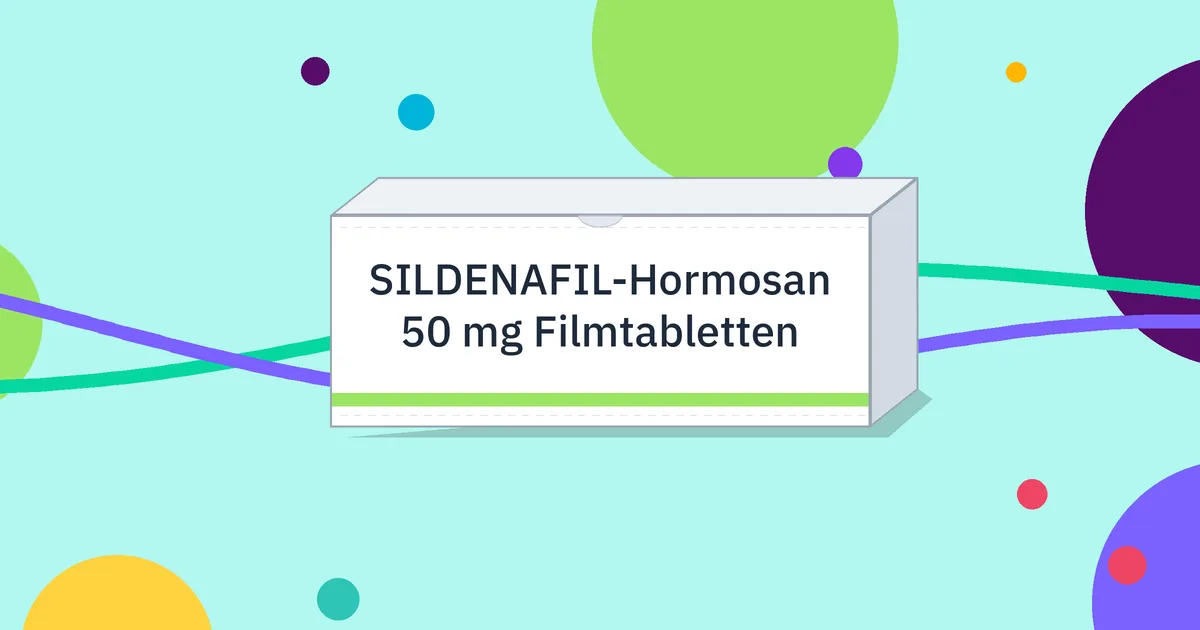 Symbolbild: Packung mit der Aufschrift SILDENAFIL-Hormosan 50 mg Filmtabletten (PZN 12418762) – Verfügbarkeit und Bezug in Apotheken in Frankfurt am Main