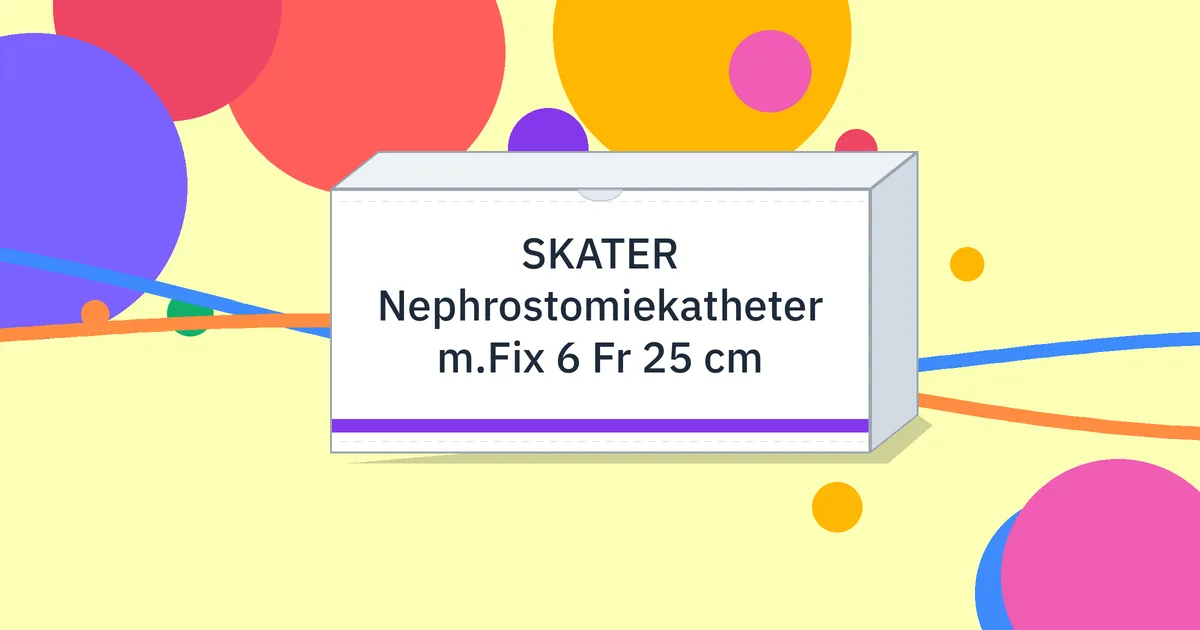 Symbolbild: Packung mit der Aufschrift SKATER Nephrostomiekatheter m.Fix 6 Fr 25 cm (PZN 06770058) – Verfügbarkeit und Bezug in Apotheken in Frankfurt am Main