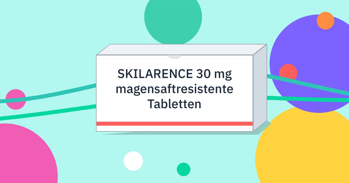Symbolbild: Packung mit der Aufschrift SKILARENCE 30 mg magensaftresistente Tabletten (PZN 02253308) – Verfügbarkeit und Bezug in Apotheken in Frankfurt am Main