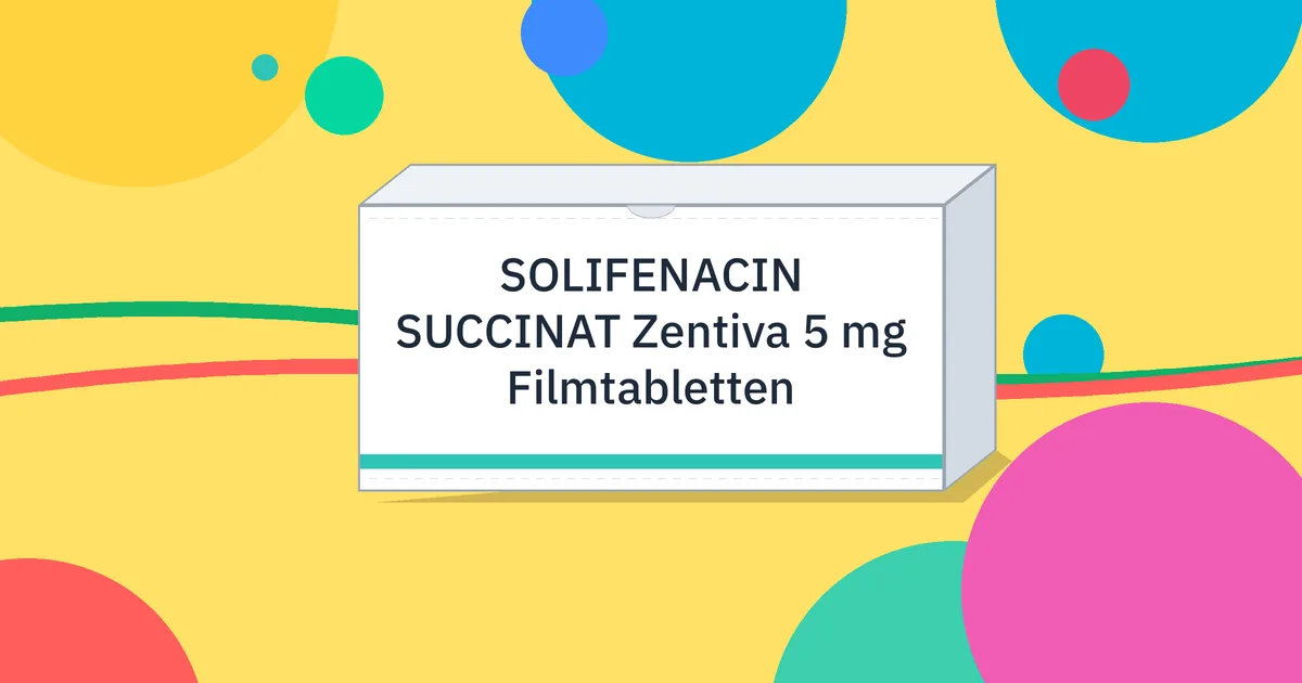 Symbolbild: Packung mit der Aufschrift SOLIFENACIN SUCCINAT Zentiva 5 mg Filmtabletten (PZN 14358366) – Verfügbarkeit und Bezug in Apotheken in Frankfurt am Main