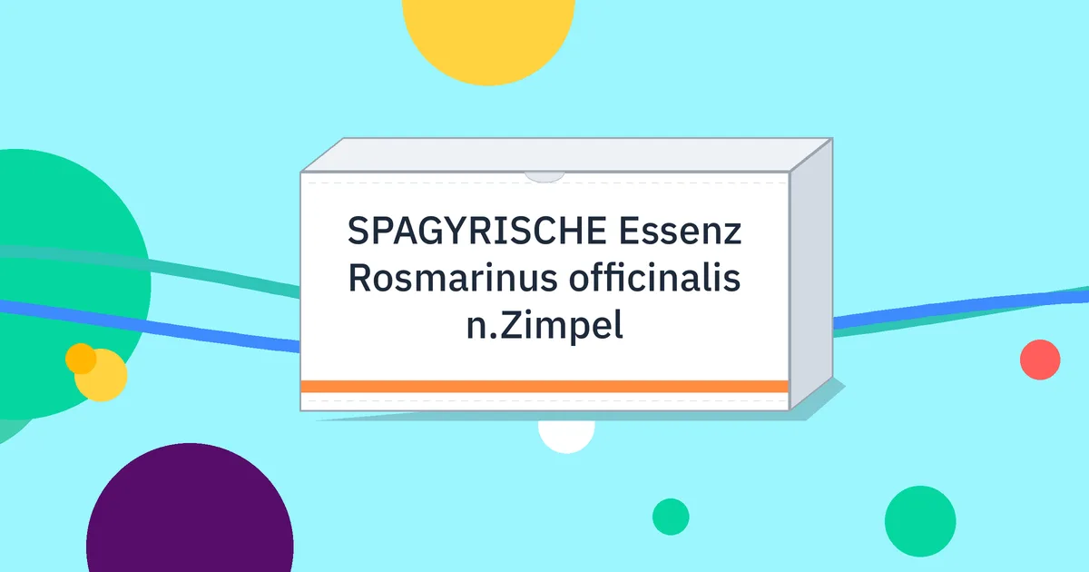 Symbolbild: Packung mit der Aufschrift SPAGYRISCHE Essenz Rosmarinus officinalis n.Zimpel (PZN 04736643) – Verfügbarkeit und Bezug in Apotheken in Frankfurt am Main