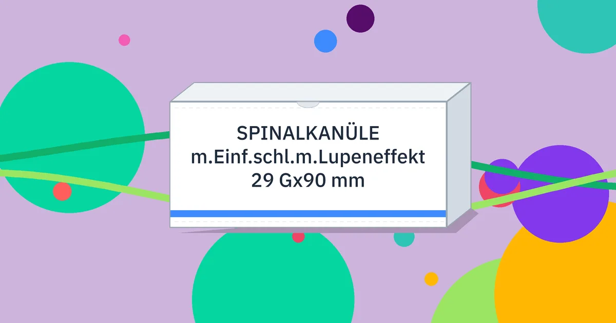 Symbolbild: Packung mit der Aufschrift SPINALKANÜLE m.Einf.schl.m.Lupeneffekt 29 Gx90 mm (PZN 03949911) – Verfügbarkeit und Bezug in Apotheken in Frankfurt am Main