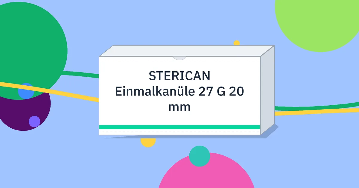 Symbolbild: Packung mit der Aufschrift STERICAN Einmalkanüle 27 G 20 mm (PZN 18746332) – Verfügbarkeit und Bezug in Apotheken in Frankfurt am Main