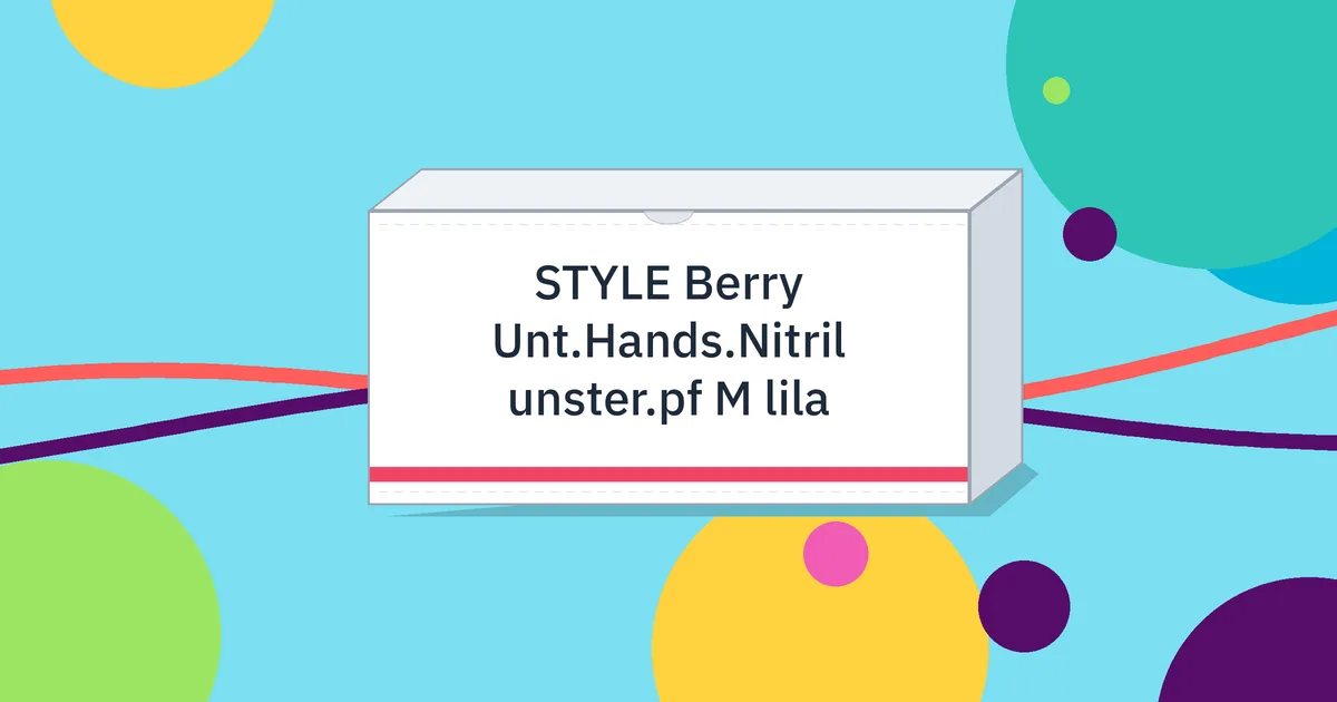 Symbolbild: Packung mit der Aufschrift STYLE Berry Unt.Hands.Nitril unster.pf M lila (PZN 15388553) – Verfügbarkeit und Bezug in Apotheken in Frankfurt am Main