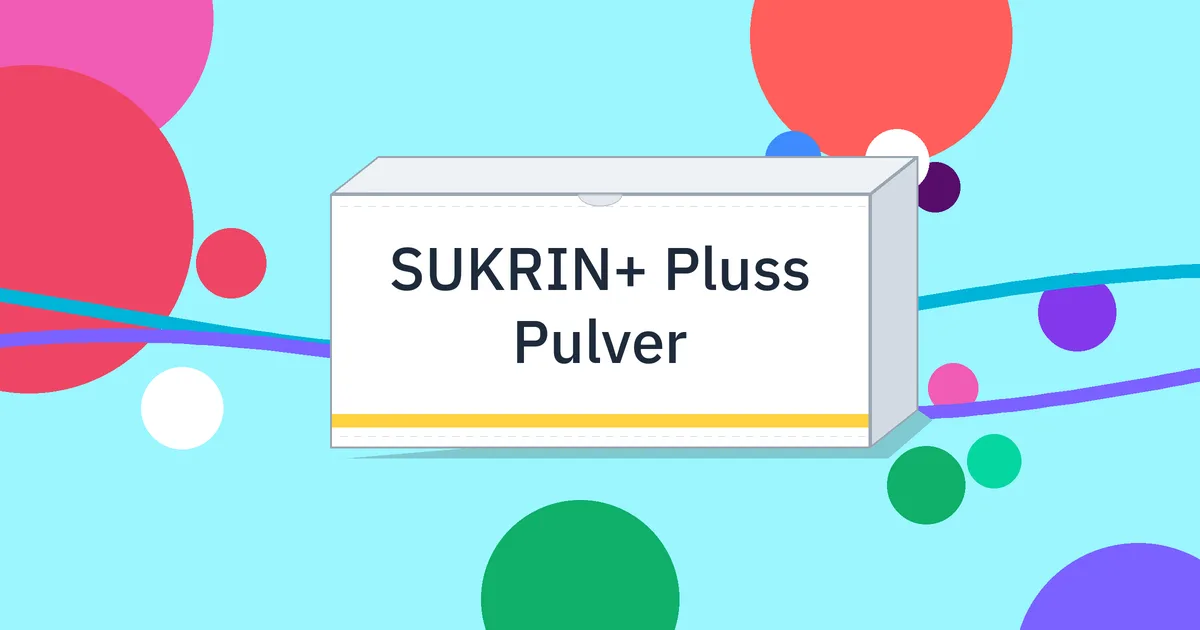 Symbolbild: Packung mit der Aufschrift SUKRIN+ Pluss Pulver (PZN 18834361) – Verfügbarkeit und Bezug in Apotheken in Frankfurt am Main