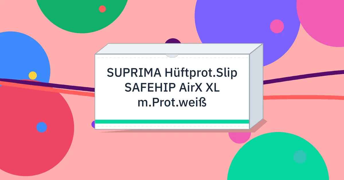Symbolbild: Packung mit der Aufschrift SUPRIMA Hüftprot.Slip SAFEHIP AirX XL m.Prot.weiß (PZN 13818274) – Verfügbarkeit und Bezug in Apotheken in Frankfurt am Main