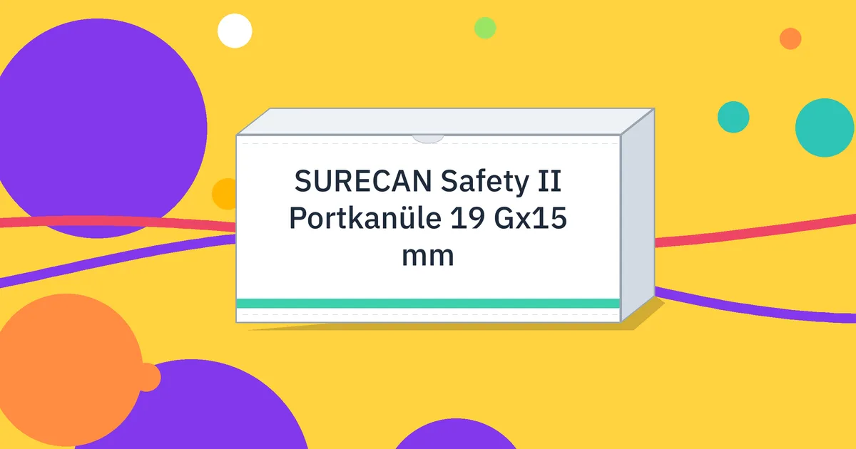 Symbolbild: Packung mit der Aufschrift SURECAN Safety II Portkanüle 19 Gx15 mm (PZN 14286879) – Verfügbarkeit und Bezug in Apotheken in Frankfurt am Main