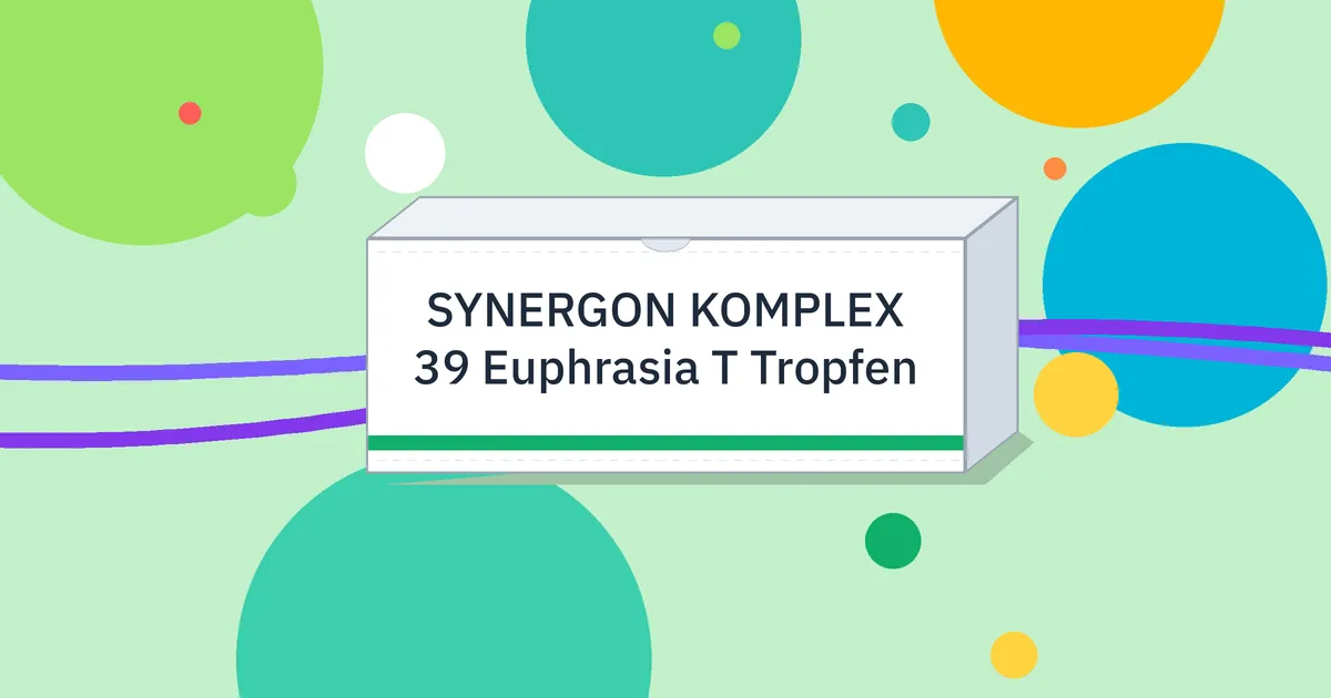 Symbolbild: Packung mit der Aufschrift SYNERGON KOMPLEX 39 Euphrasia T Tropfen (PZN 19895695) – Verfügbarkeit und Bezug in Apotheken in Frankfurt am Main
