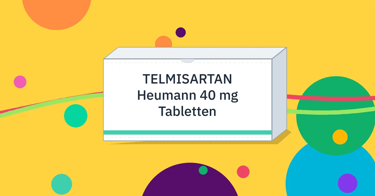 Symbolbild: Packung mit der Aufschrift TELMISARTAN Heumann 40 mg Tabletten (PZN 15864723) – Verfügbarkeit und Bezug in Apotheken in Frankfurt am Main