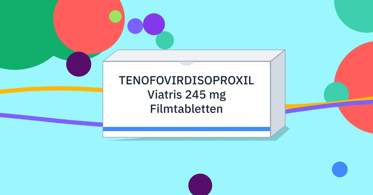 Symbolbild: Packung mit der Aufschrift TENOFOVIRDISOPROXIL Viatris 245 mg Filmtabletten (PZN 19339505) – Verfügbarkeit und Bezug in Apotheken in Frankfurt am Main