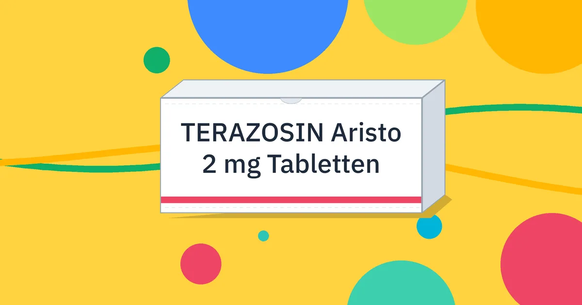 Symbolbild: Packung mit der Aufschrift TERAZOSIN Aristo 2 mg Tabletten (PZN 08624415) – Verfügbarkeit und Bezug in Apotheken in Frankfurt am Main