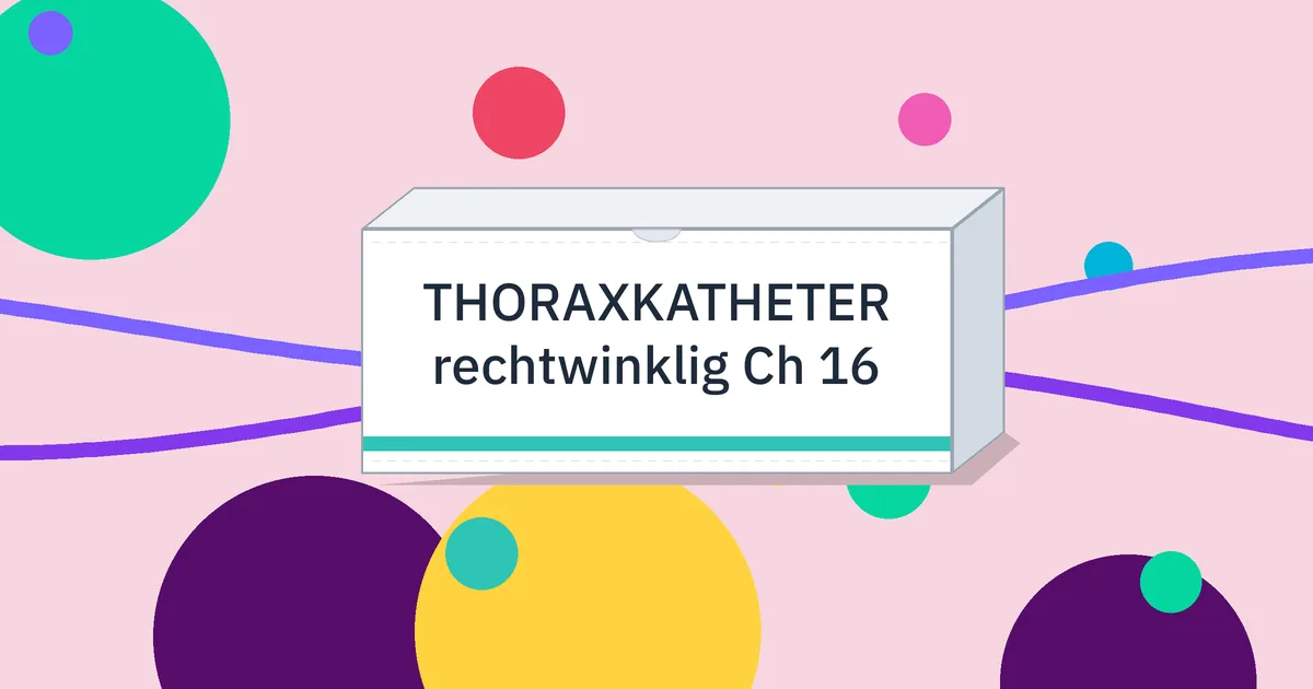Symbolbild: Packung mit der Aufschrift THORAXKATHETER rechtwinklig Ch 16 (PZN 03049018) – Verfügbarkeit und Bezug in Apotheken in Frankfurt am Main