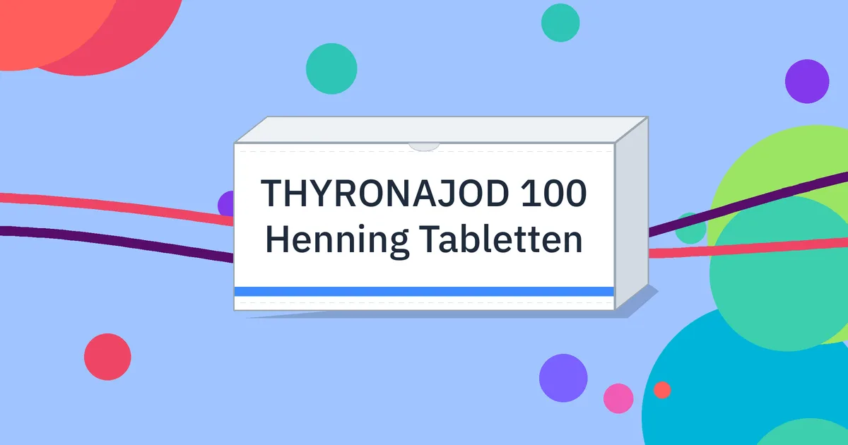 Symbolbild: Packung mit der Aufschrift THYRONAJOD 100 Henning Tabletten (PZN 06882277) – Verfügbarkeit und Bezug in Apotheken in Frankfurt am Main