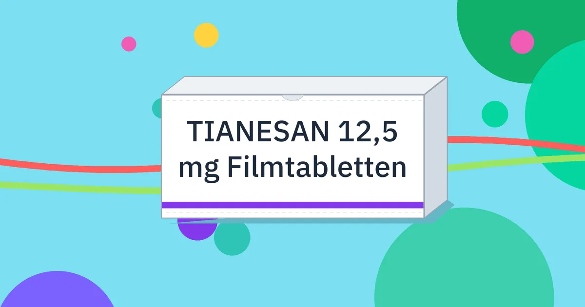 Symbolbild: Packung mit der Aufschrift TIANESAN 12,5 mg Filmtabletten (PZN 17539849) – Verfügbarkeit und Bezug in Apotheken in Frankfurt am Main