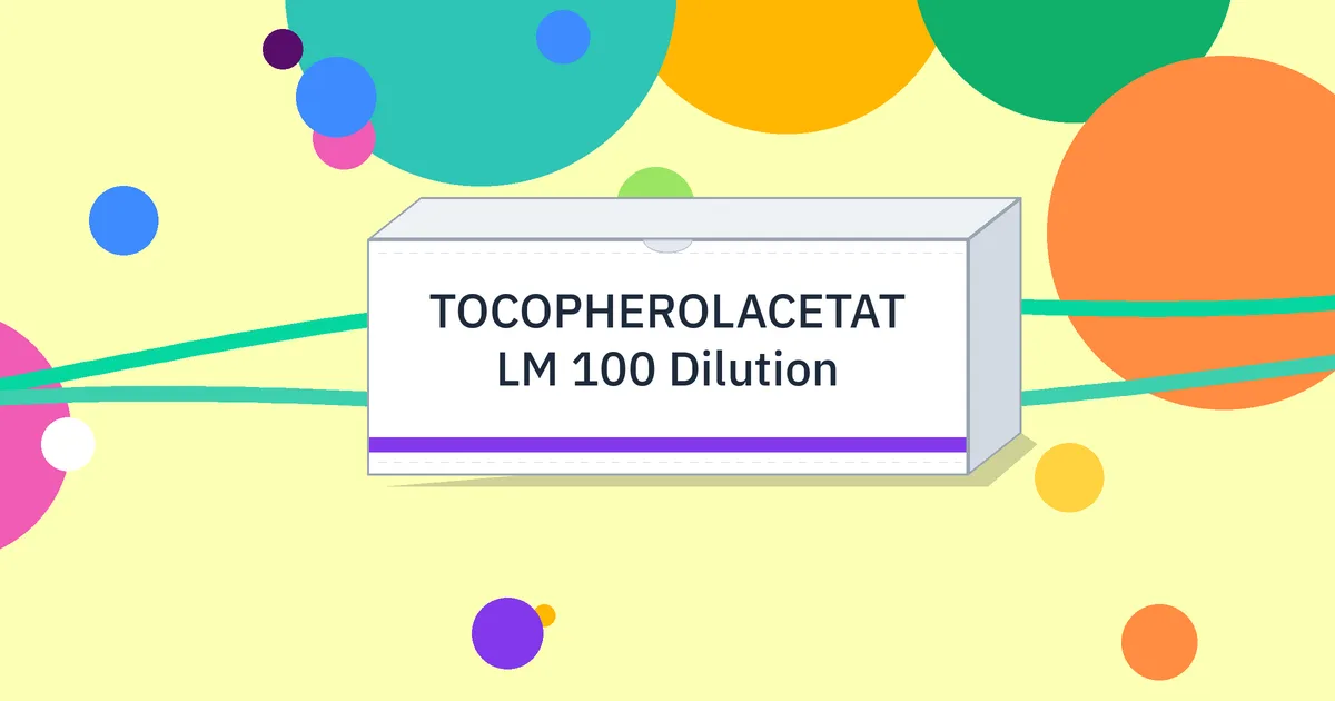 Symbolbild: Packung mit der Aufschrift TOCOPHEROLACETAT LM 100 Dilution (PZN 13225083) – Verfügbarkeit und Bezug in Apotheken in Frankfurt am Main