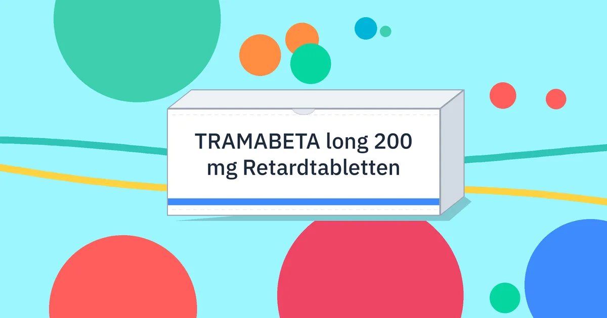 Symbolbild: Packung mit der Aufschrift TRAMABETA long 200 mg Retardtabletten (PZN 00724258) – Verfügbarkeit und Bezug in Apotheken in Frankfurt am Main