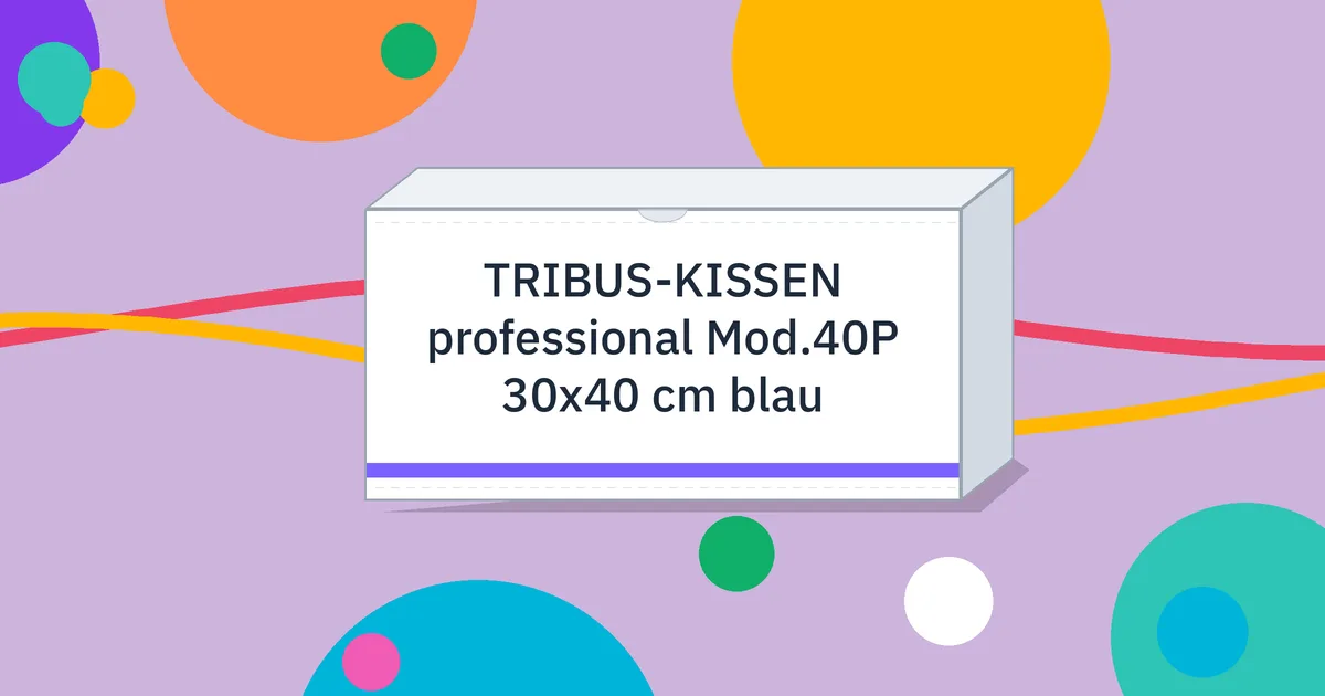 Symbolbild: Packung mit der Aufschrift TRIBUS-KISSEN professional Mod.40P 30x40 cm blau (PZN 13650946) – Verfügbarkeit und Bezug in Apotheken in Frankfurt am Main
