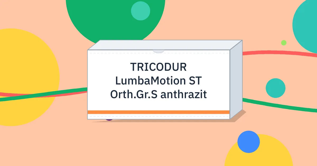 Symbolbild: Packung mit der Aufschrift TRICODUR LumbaMotion ST Orth.Gr.S anthrazit (PZN 13417948) – Verfügbarkeit und Bezug in Apotheken in Frankfurt am Main