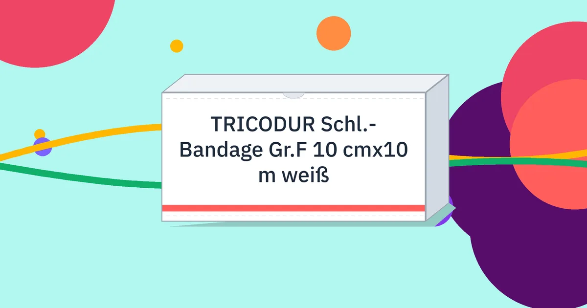Symbolbild: Packung mit der Aufschrift TRICODUR Schl.-Bandage Gr.F 10 cmx10 m weiß (PZN 01011017) – Verfügbarkeit und Bezug in Apotheken in Frankfurt am Main